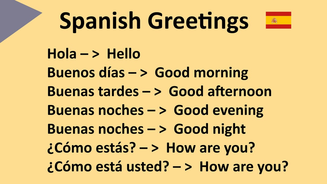 Spanish Lesson 1 Greetings - Etsy