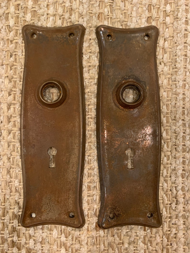 2 1/2 X 7 3/4 Pair of Antique Steel Door Knob Plates - Etsy