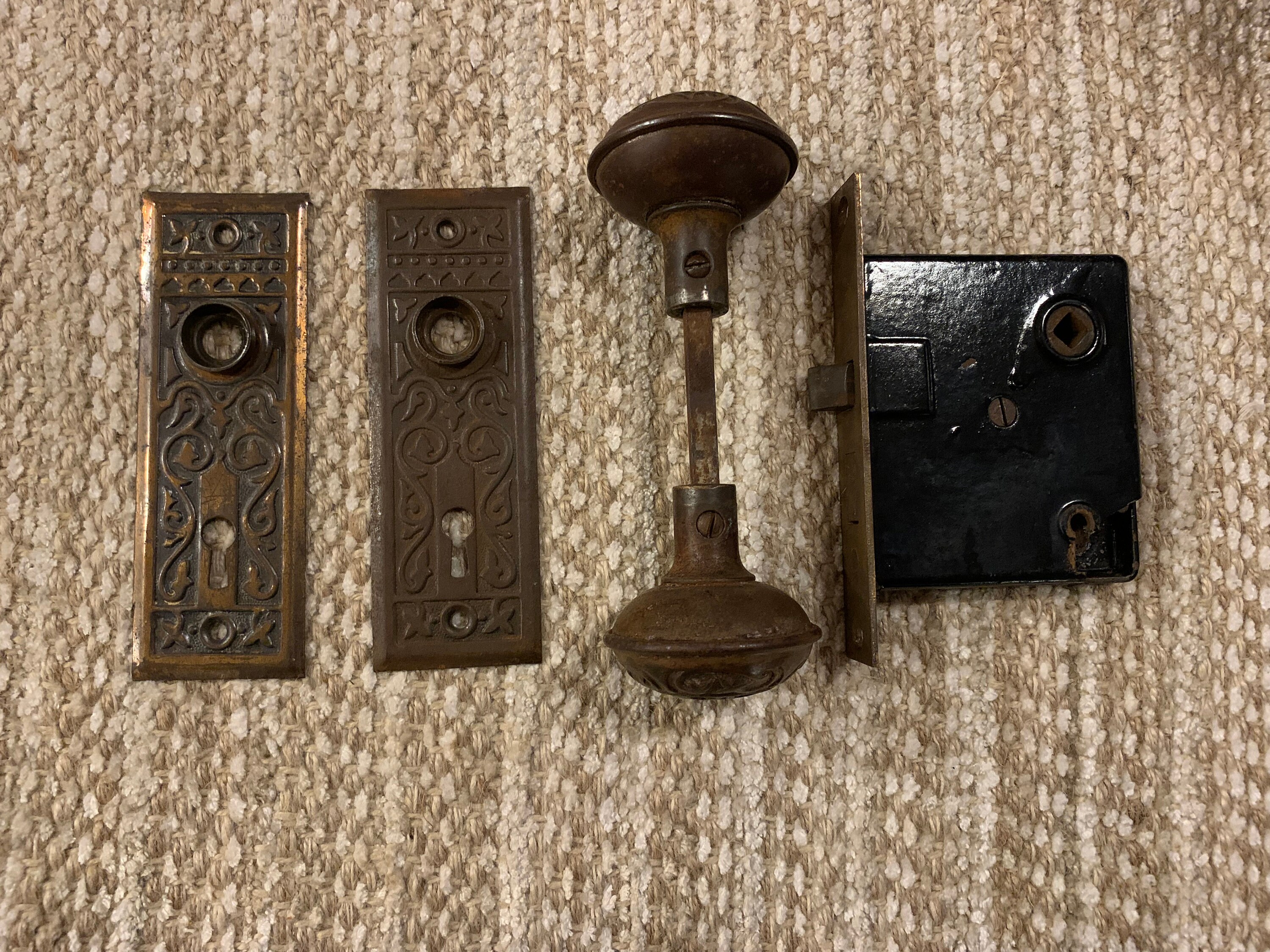 Antique interior mortise lock and stamped steel door knobs and | Etsy