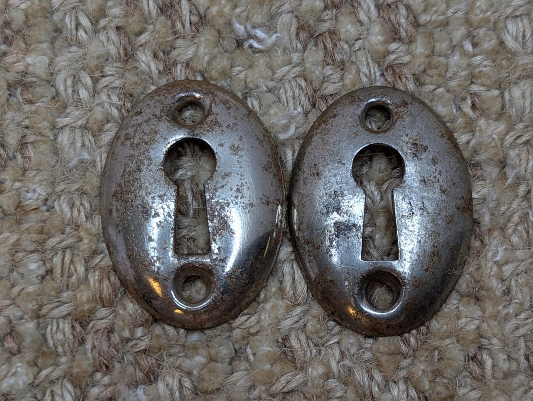 Pair of Antique Steel Key Hole Cover Escutcheon - Etsy