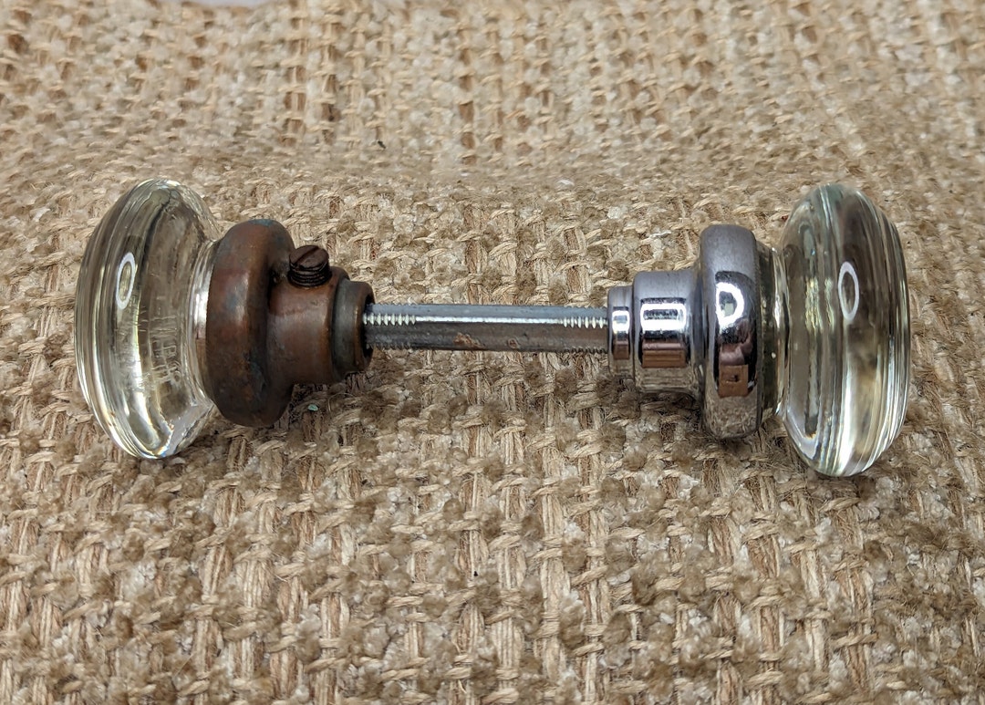 2 Antique Round Glass Door Knobs Bathroom Set Door Hardware - Etsy