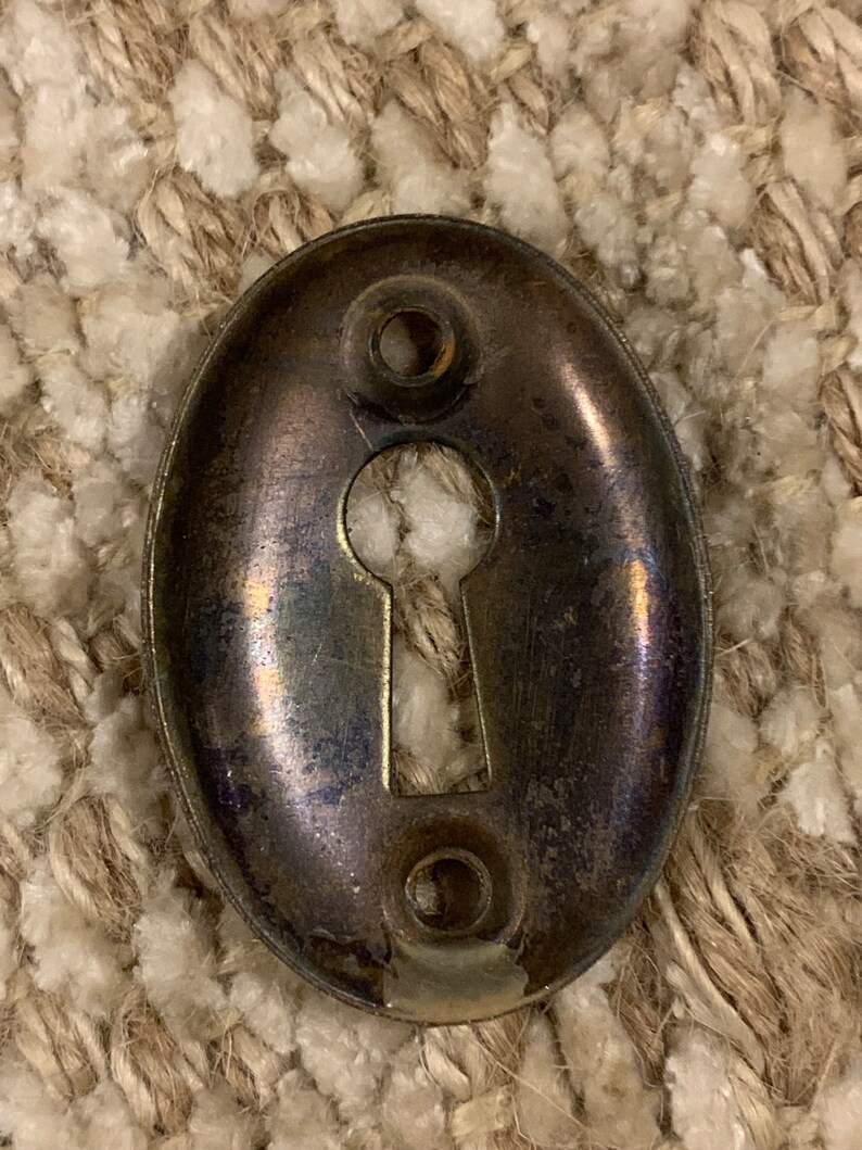 Antique Stamped Steel Key Hole Cover Escutcheon - Etsy