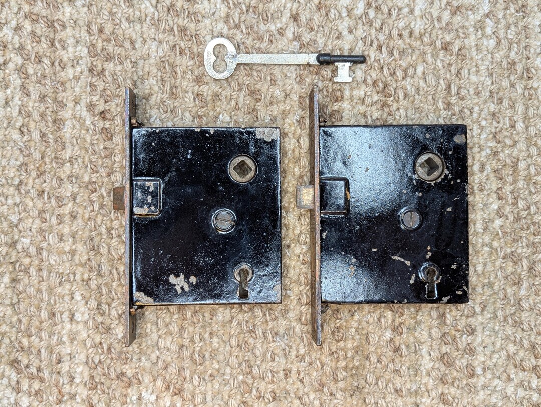 Pair of Antique P & F Corbin "ceylon" Mortise Locks Door Hardware W/key ...
