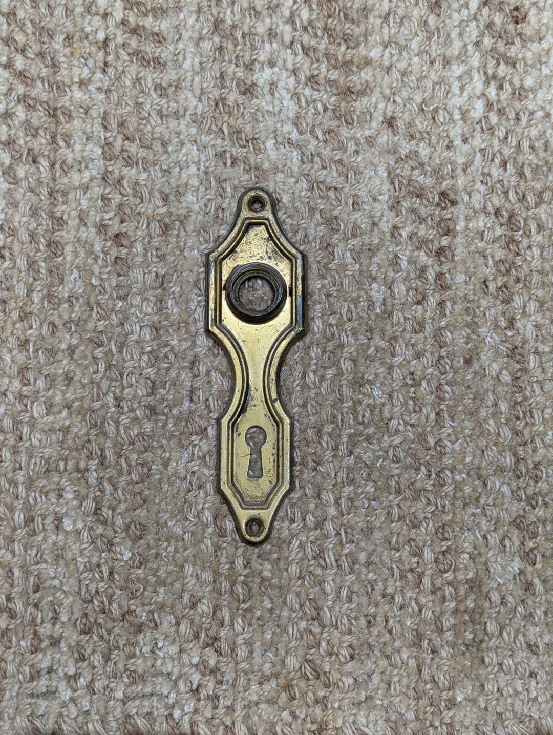 1 9/16" X 5 1/2" Antique Stamped Steel Door Knob Plate Hardware-brass ...