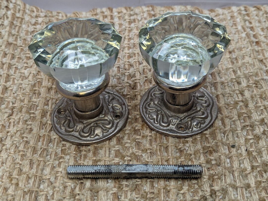 Vintage Reproduction 2 1/2 Glass Door Knobs & Cast Rosettes - Etsy
