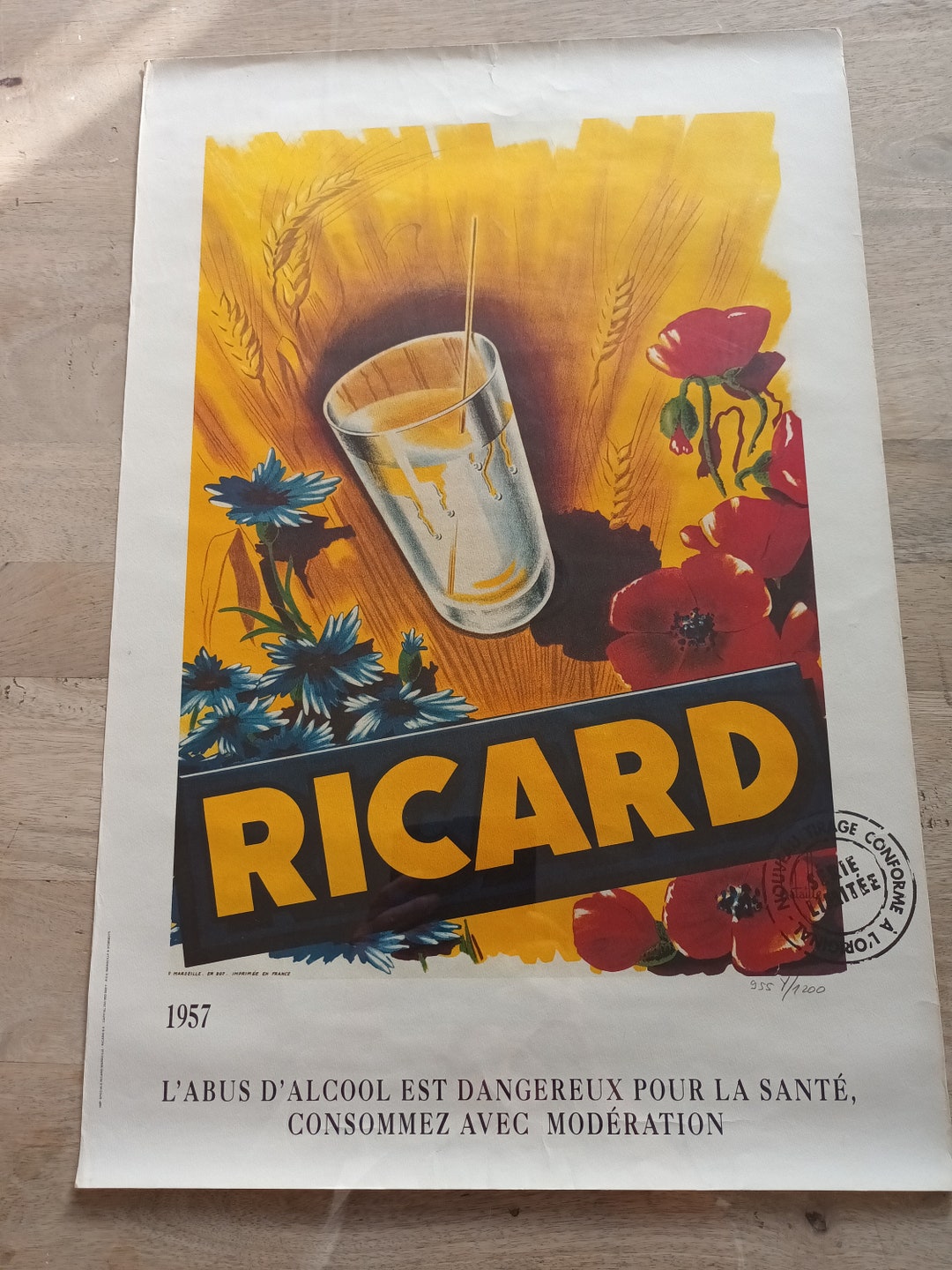 Ricard Poster Anisette Liqueur 1957 Official Numbered Reissue - Etsy
