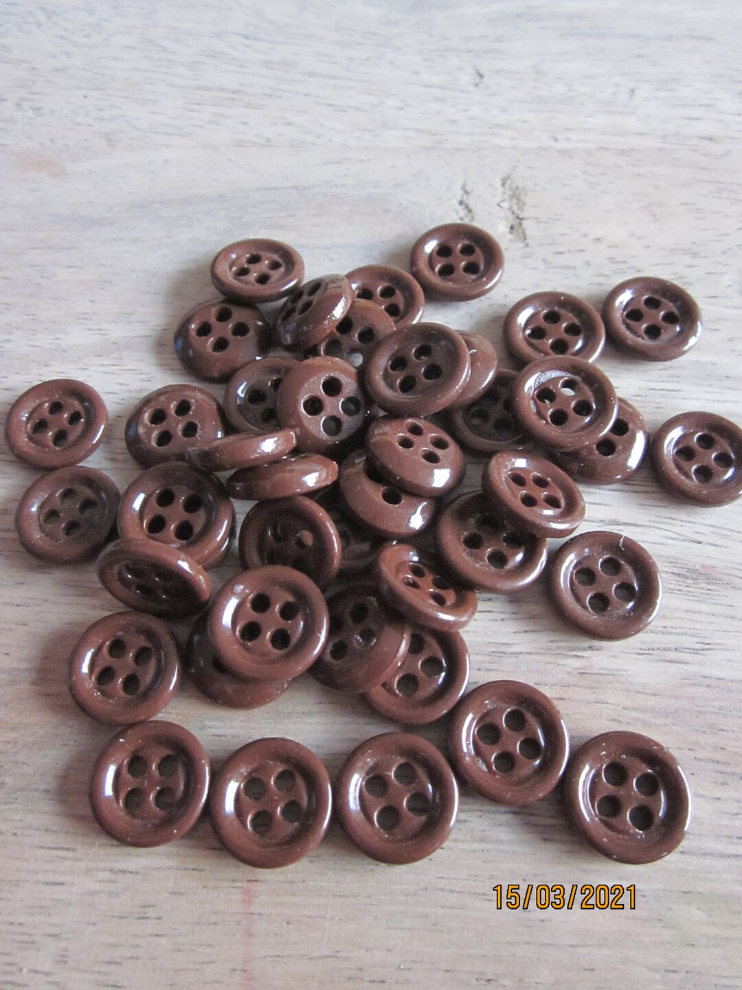 Set of 10 Glass Buttons 1cm in Diameter, Brown in Color. - Etsy