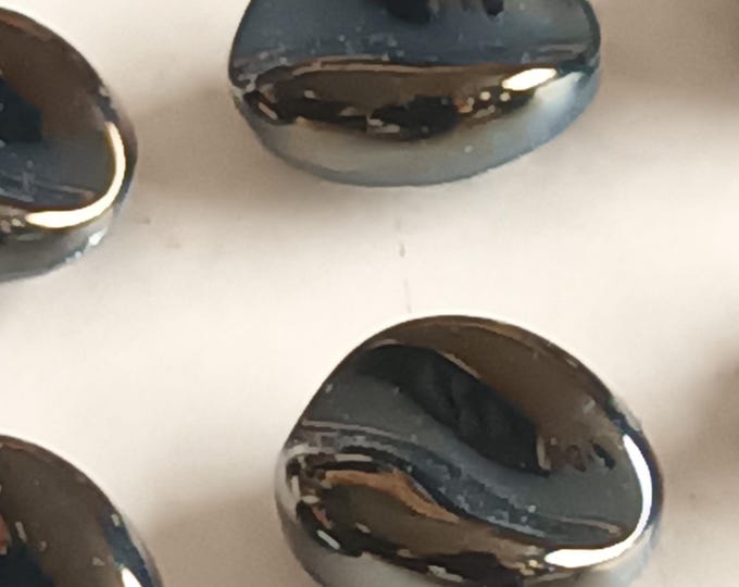 24 Large Jet Glass Buttons on Card. - Etsy