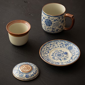 Delightful Ceramics Blue and White Ru Kiln Cracked Glaze Tea Mug Kungfu ...