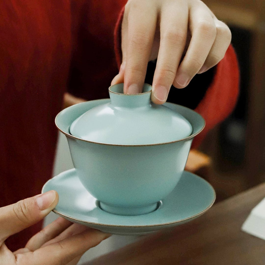 Delightful Ceramics Ruyao Cracked Glaze Gaiwan Cup With Saucer Lid ...