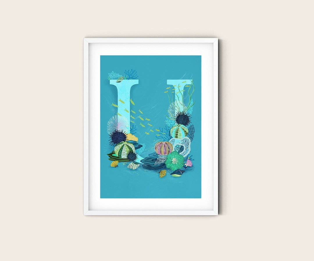 U is for Under the Sea Urchin Wall Art Print Animal Alphabet Poster ...