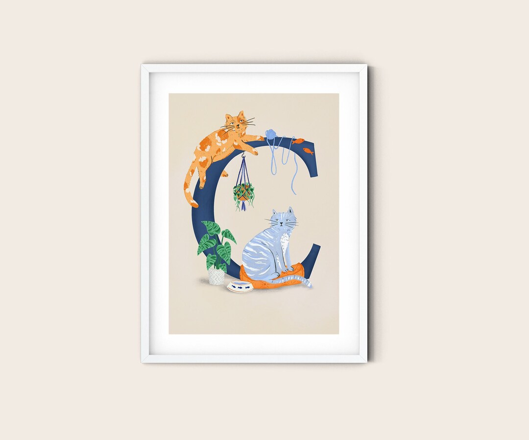 C is for Cats Wall Art Print Animal Alphabet Poster, Personalised ...