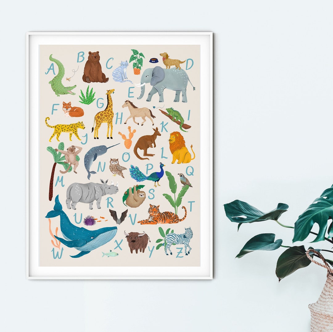 A Z Alphabet Wall Art Print Animal Alphabet Poster, Personalised ...