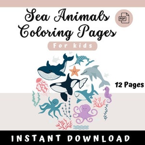 Ocean Sea Animals Coloring Pages/preschoolers Worksheets - Etsy