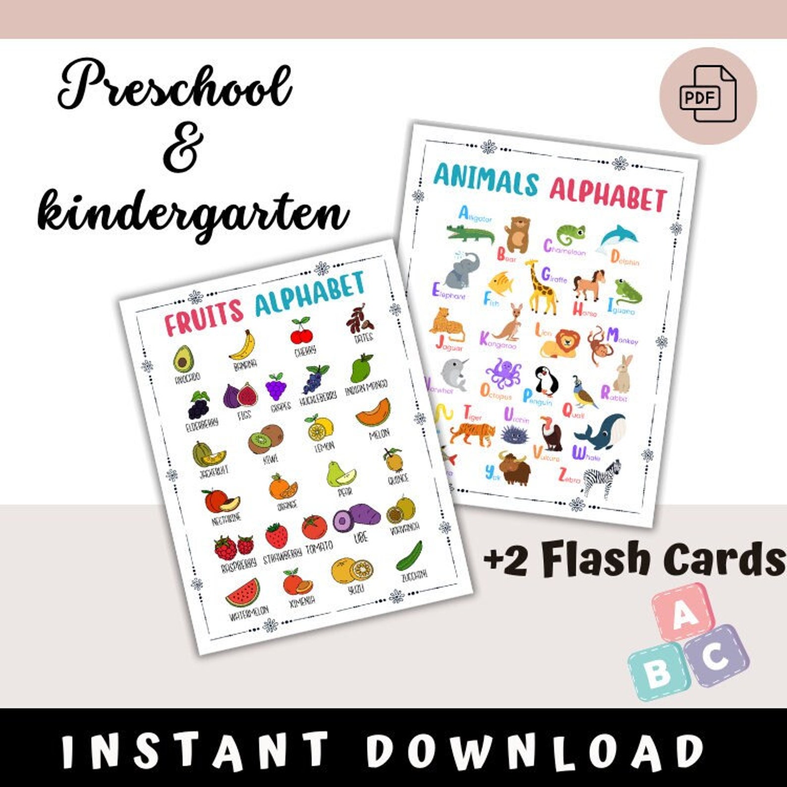 Printable Alphabet Coloring Book Worksheets, Animals, Fruits ...