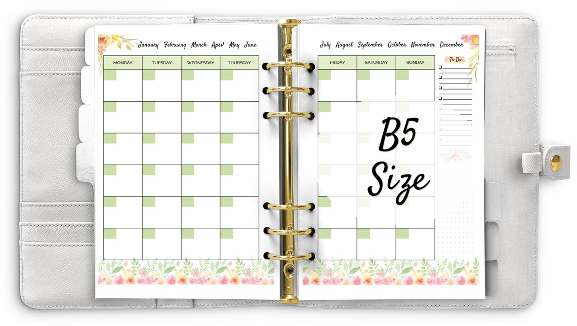 Printable B5 Floral Planner to Organize Your Month on Two | Etsy