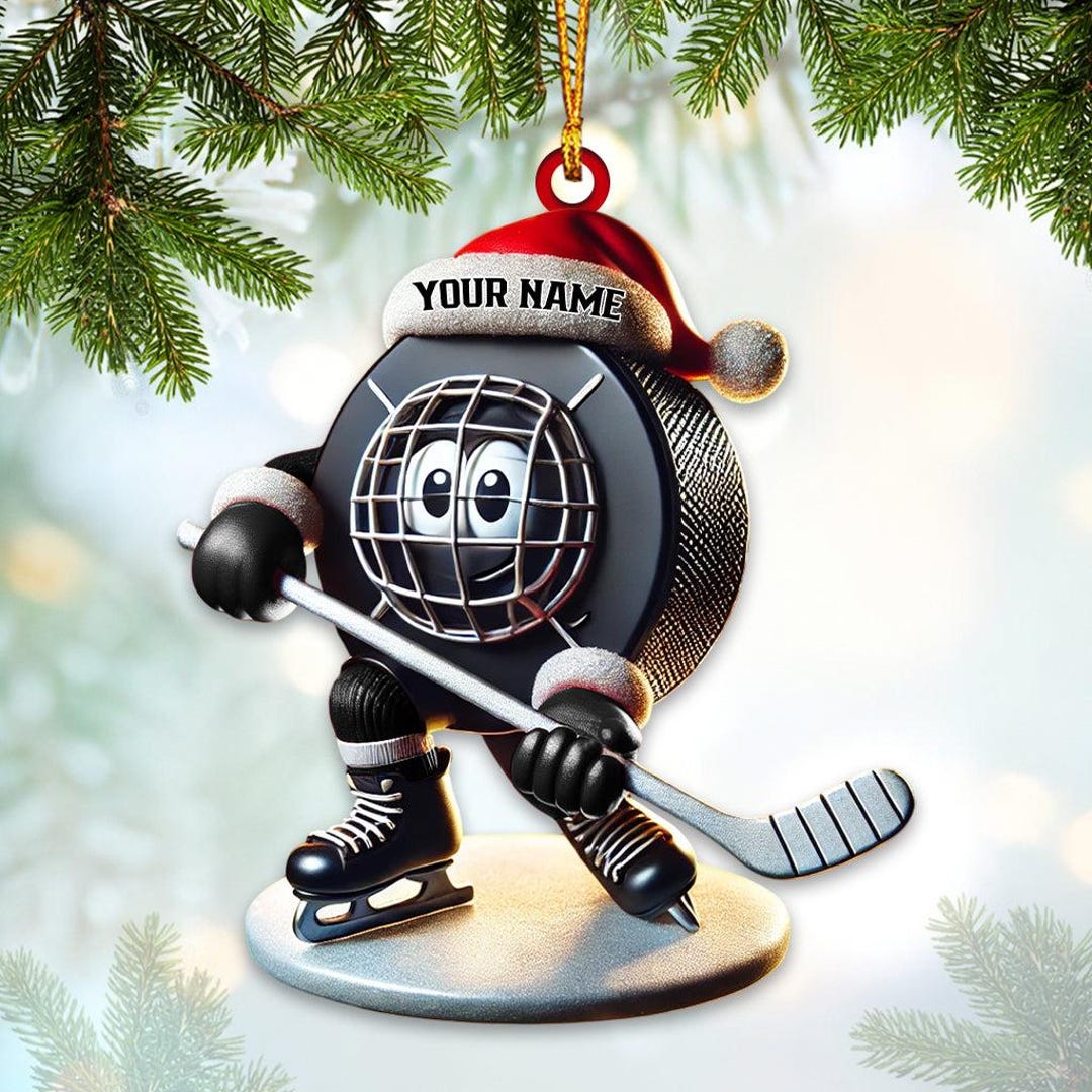 Personalized Hockey Puck Christmas Ornament, Custom Name Hockey Gift ...