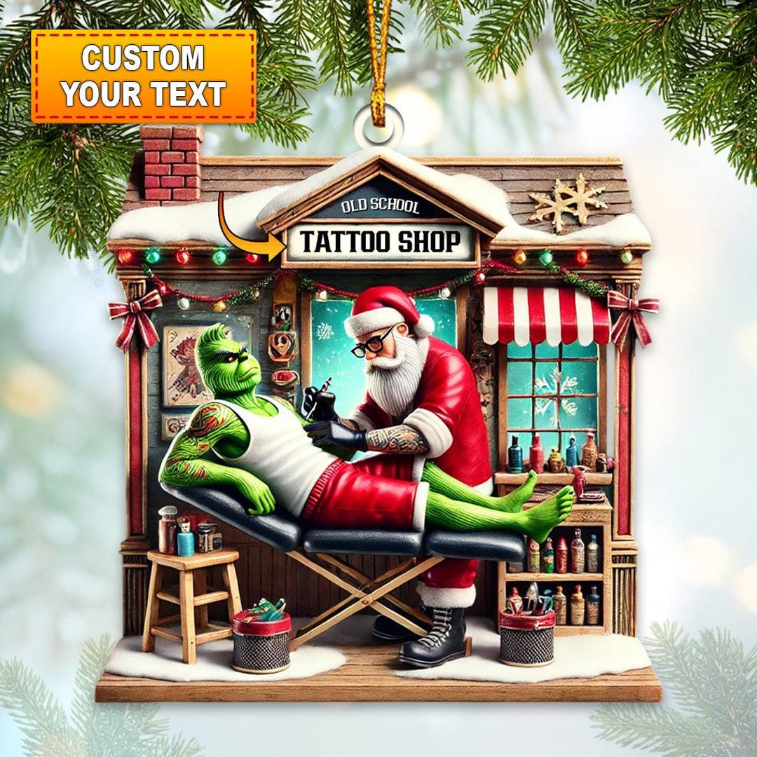 Personalized Tattoo Shop Christmas Ornament Custom Santa Tattooing ...