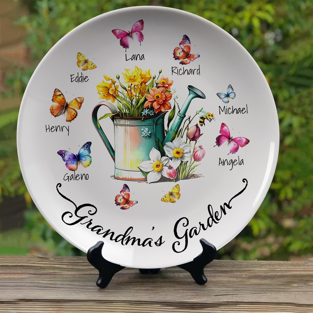 Personalized Grandma’s Garden Plate With Butterflies – Custom Names ...