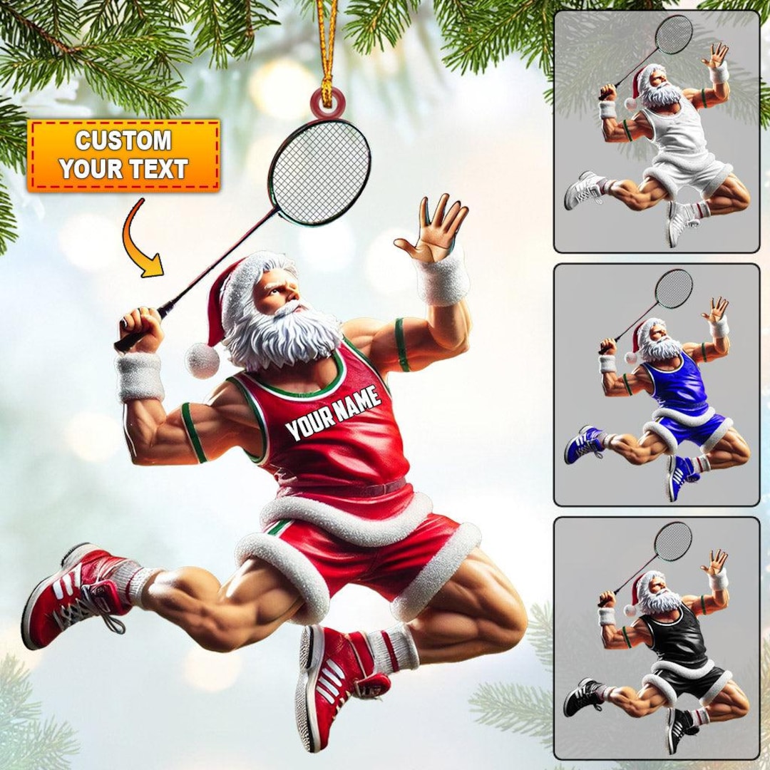 Personalized Santa Badminton Ornament, Unique Holiday Gift for ...