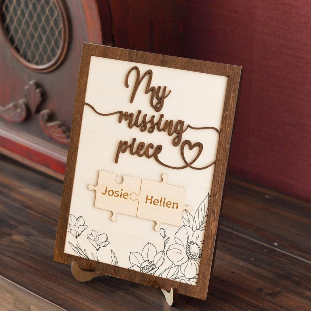 My Missing Piece Custom Engraved Wooden Puzzle Frame With Names, Gift ...