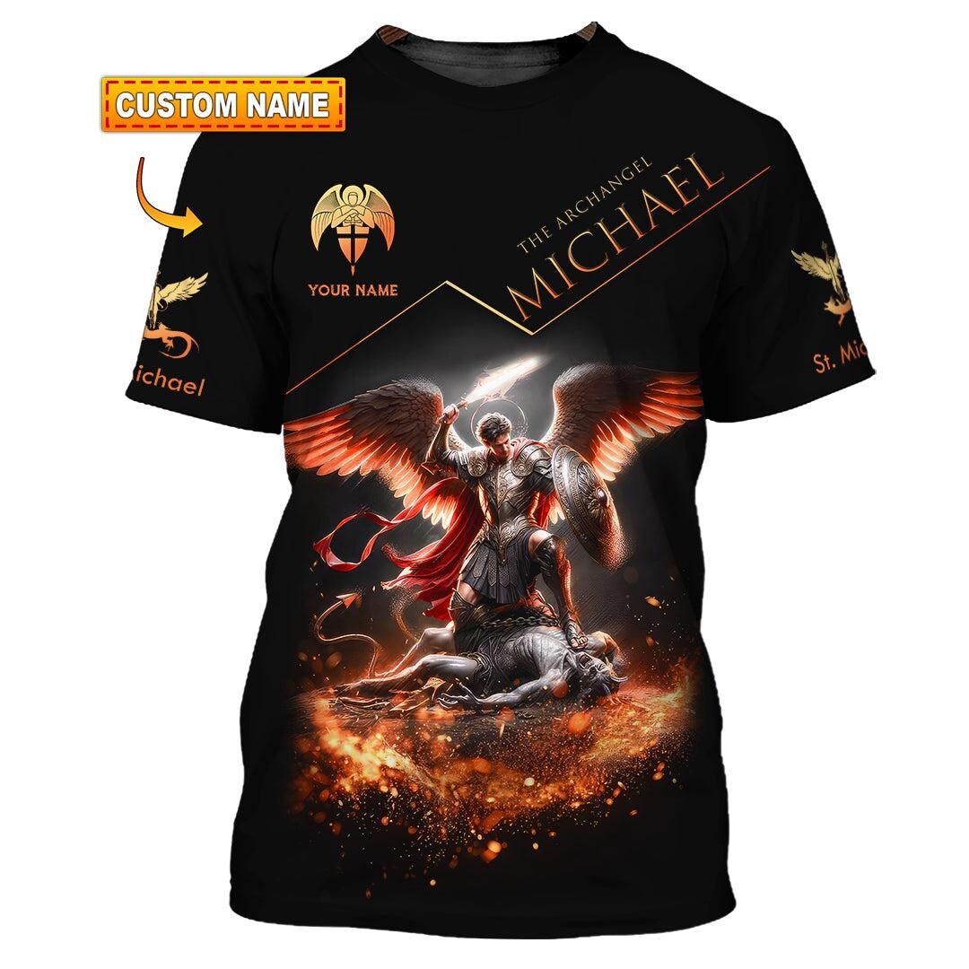 Custom Archangel Michael T-shirt - Powerful St. Michael 3D Polo Shirt ...