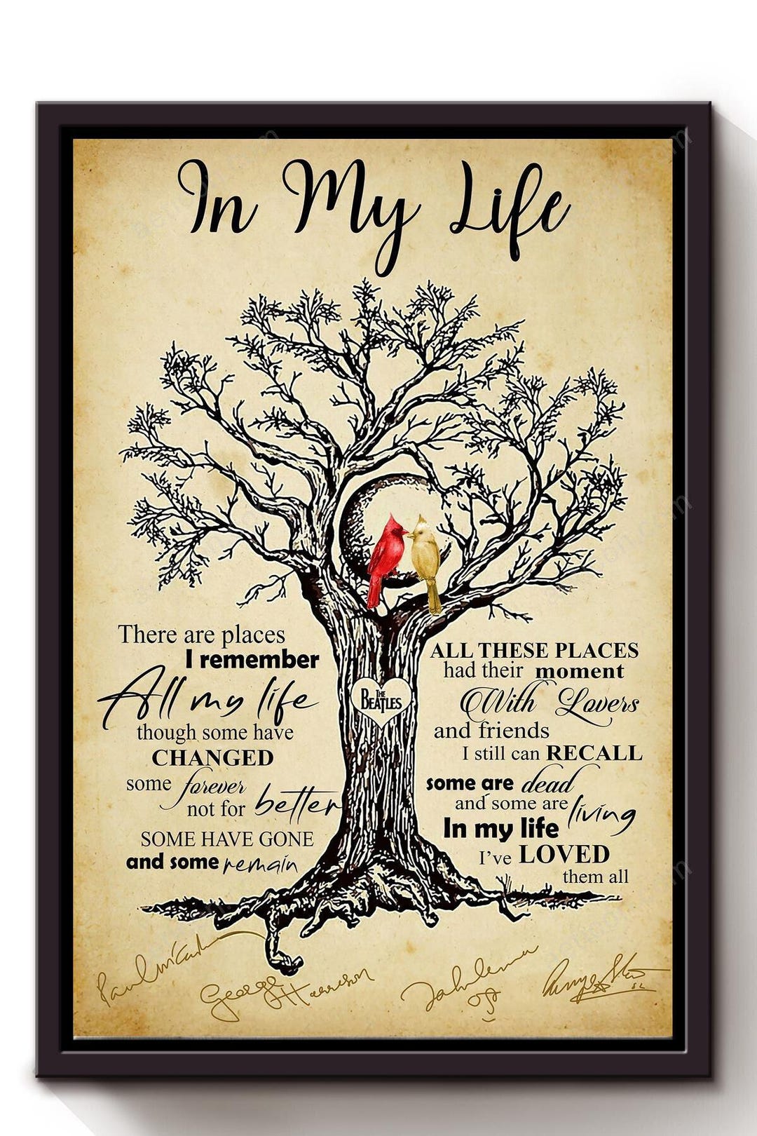 In My Life Lyrics Vintage Tree Wall Art for Music Fan Poster Wrapped ...