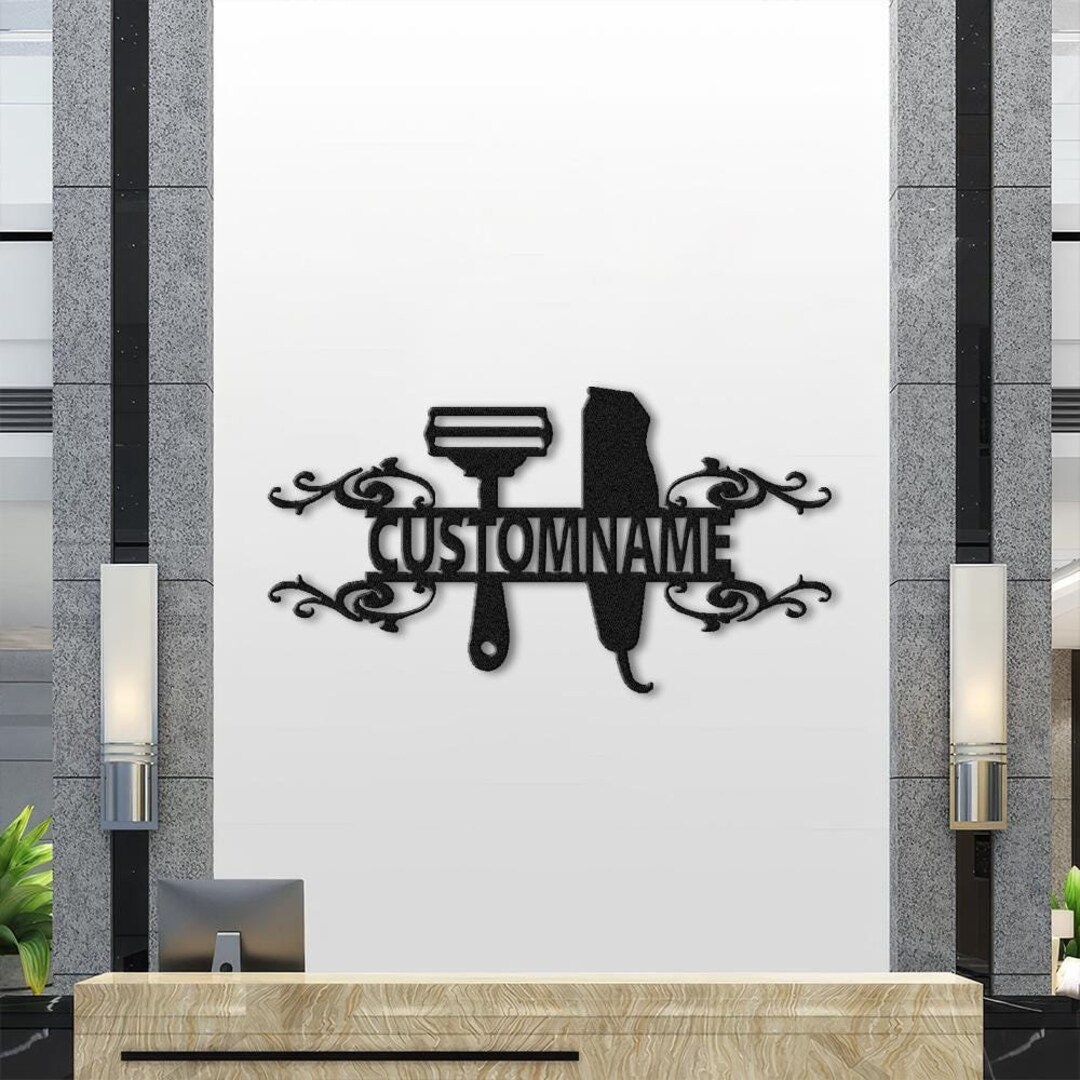 Personalized Barber Shop Metal Sign With LED Light - Hair Clipper and ...