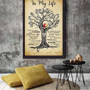 In My Life Lyrics Vintage Tree Wall Art for Music Fan Poster Wrapped ...