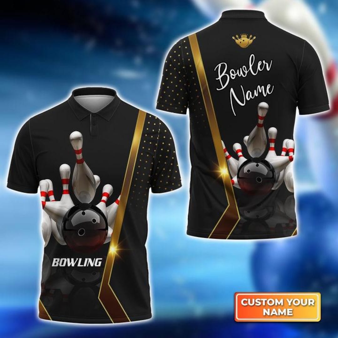 Custom Bowling Polo Shirt - Personalized Elegant 3D Bowling Pins Design ...