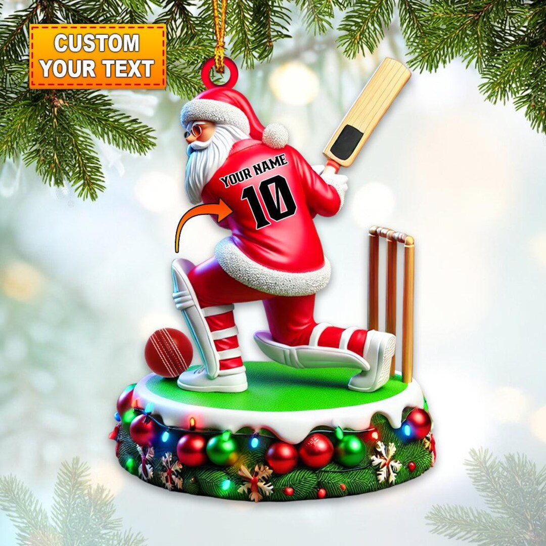 Personalized Cricket Santa Ornament, Custom Name Christmas Decor ...
