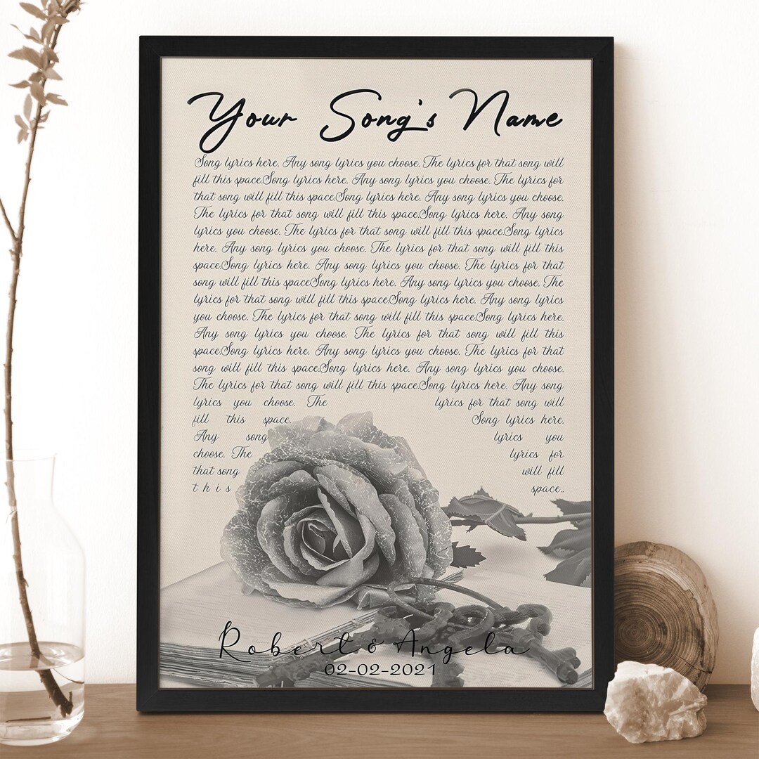 Personalized Song Lyrics Print, Custom Music Poster, Romantic ...