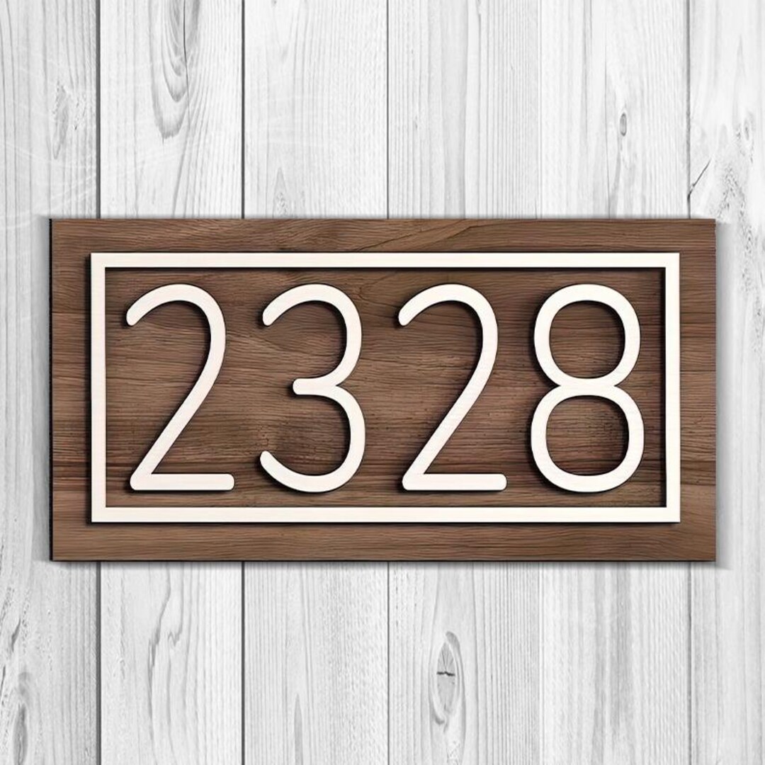 Custom Wooden House Number Sign, Modern Address Plaque, Personalized ...
