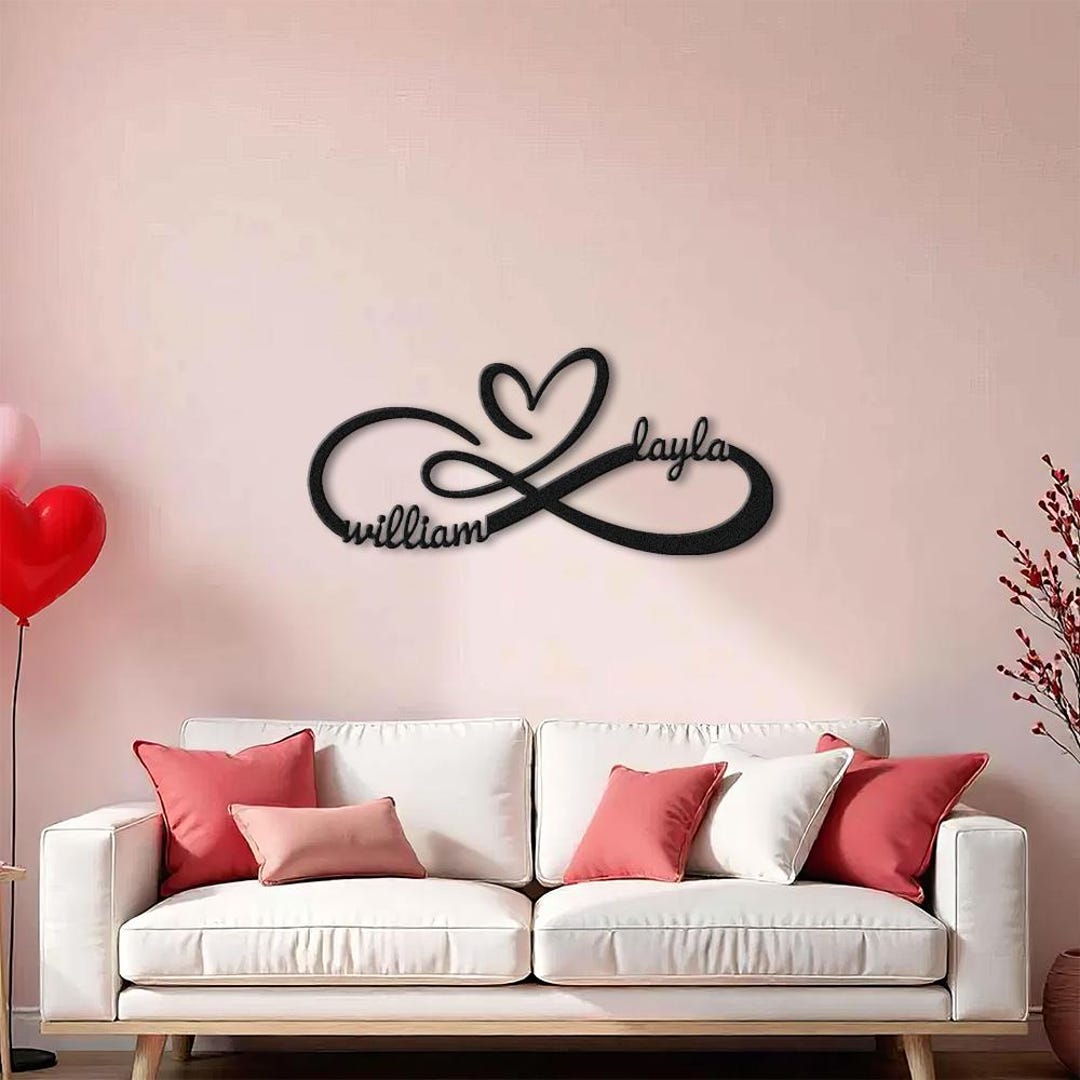 Personalized Infinity Heart Metal Wall Art – Custom Couple Names ...
