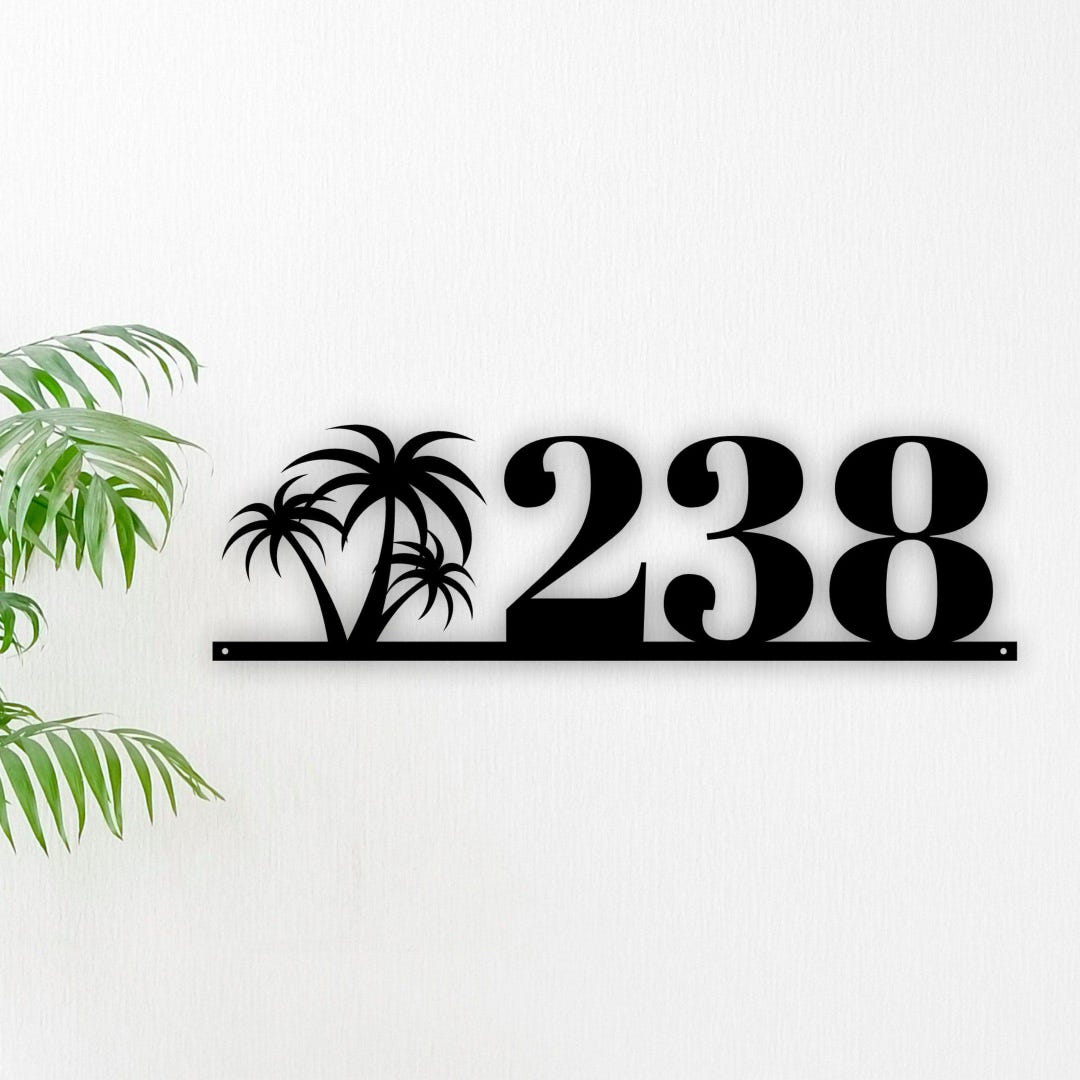 Palm Tree House Number Metal Sign, Outdoor Sign, House Numbers Address ...