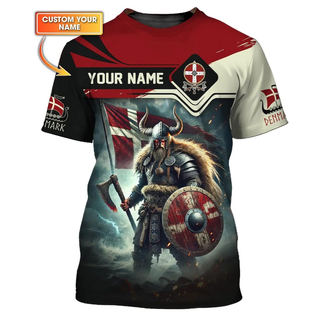 Custom Viking Warrior 3D T-shirt - Personalized Nordic Design With ...