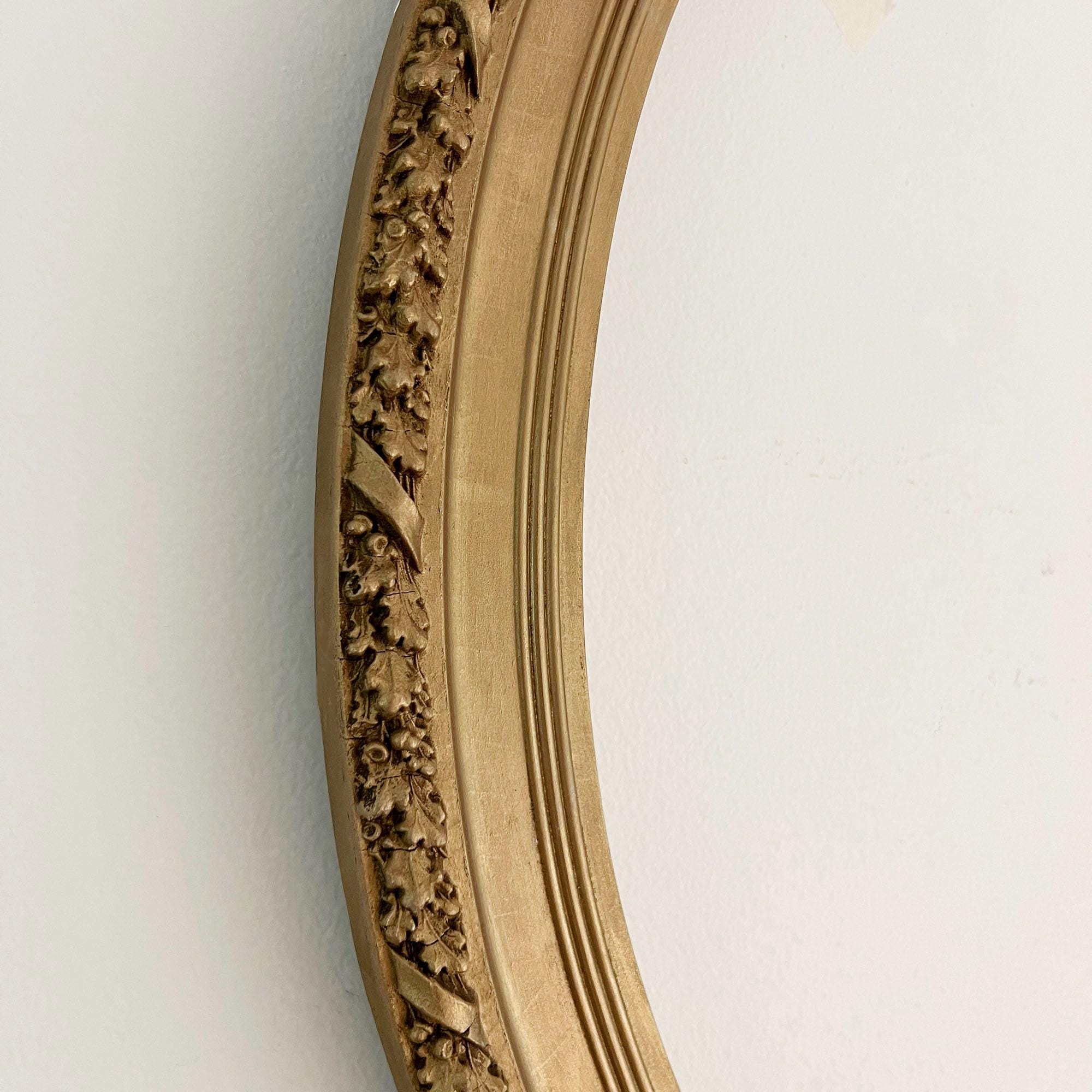 Antique Oval Frame, Large 23x19 Gesso and Wood Gold Frame With Floral ...