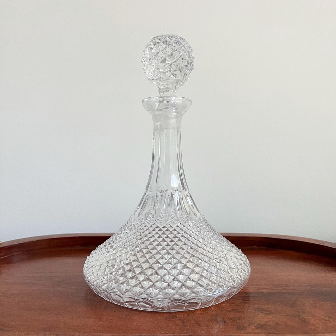 Vintage Cut Crystal Decanter With Stopper, Ship Captain's Decanter 11 ...