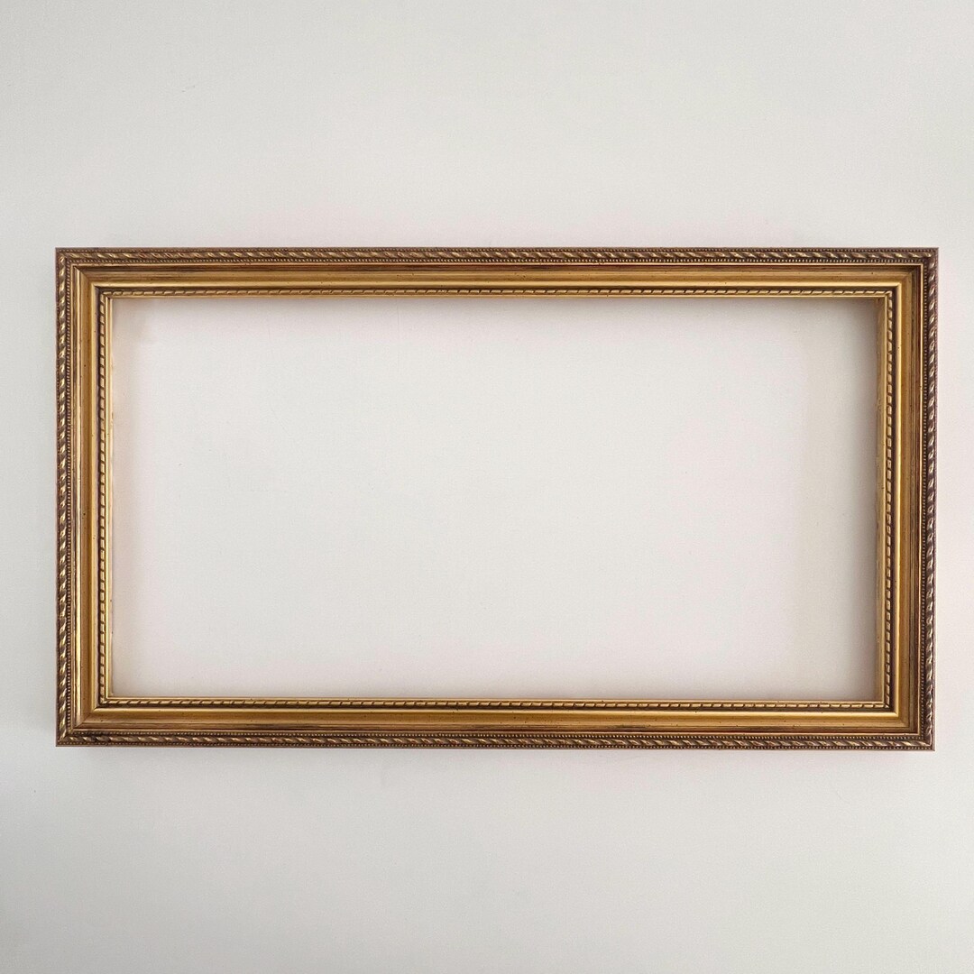 Vintage Gold Wood Frame, Rectangle Wall Frame for 9"x18" Image, Glass ...