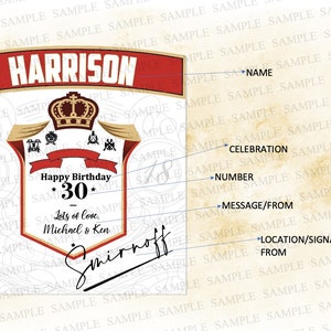 Personalized Smirnoff Vodka Label, Vodka Birthday Label, Smirnoff ...
