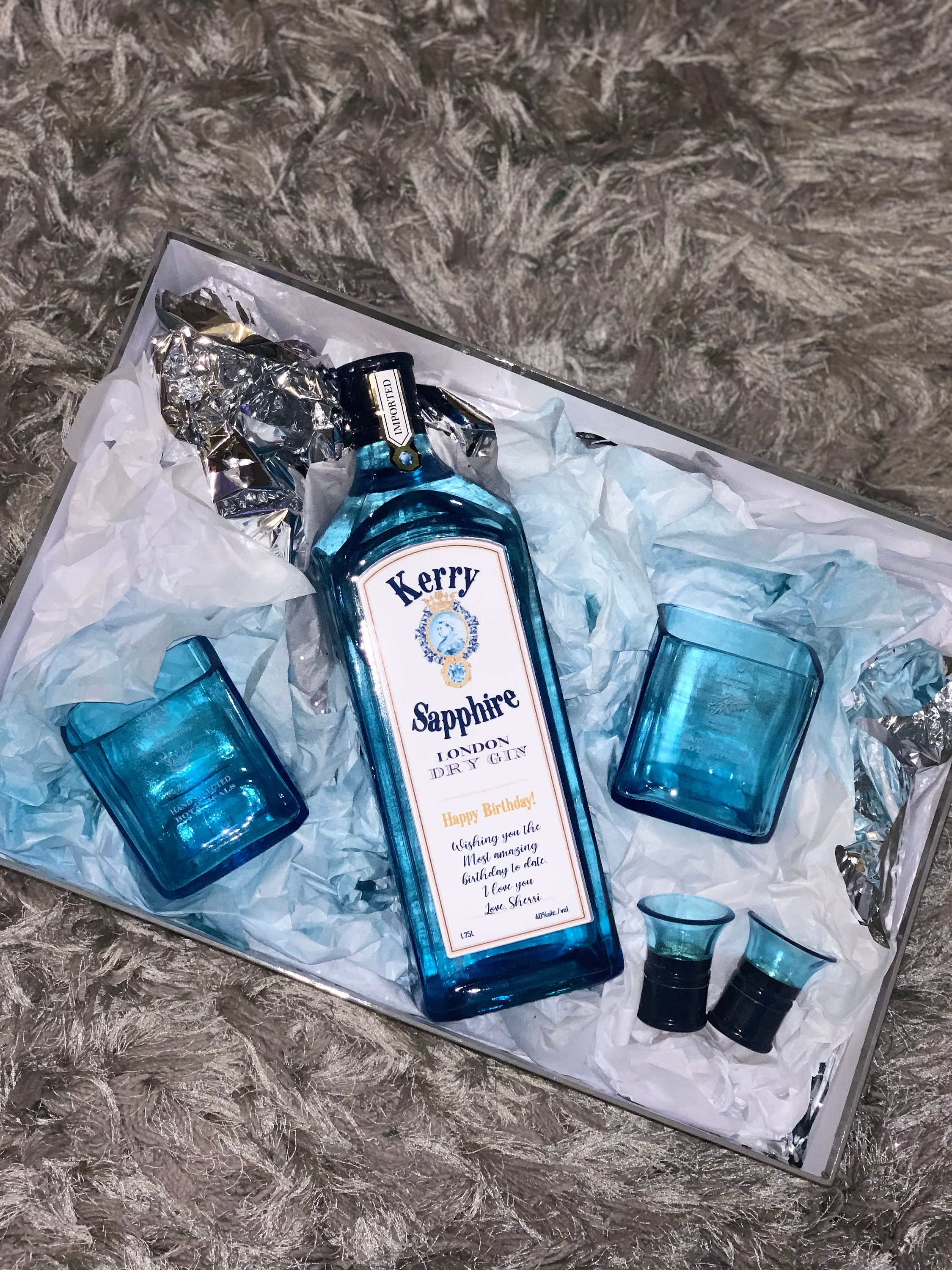 Bombay Sapphire Gin Custom Label, Custom Gin Label, Birthday Gin Gift ...