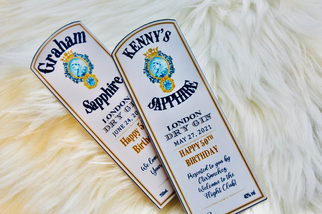 Bombay Sapphire Gin Custom Label Custom Gin Label Birthday - Etsy