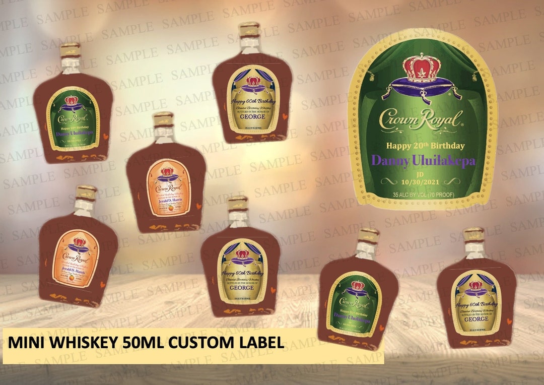 50ML Apple Crown Label, Peach Crown Label, Mini Crown Royal Label ...