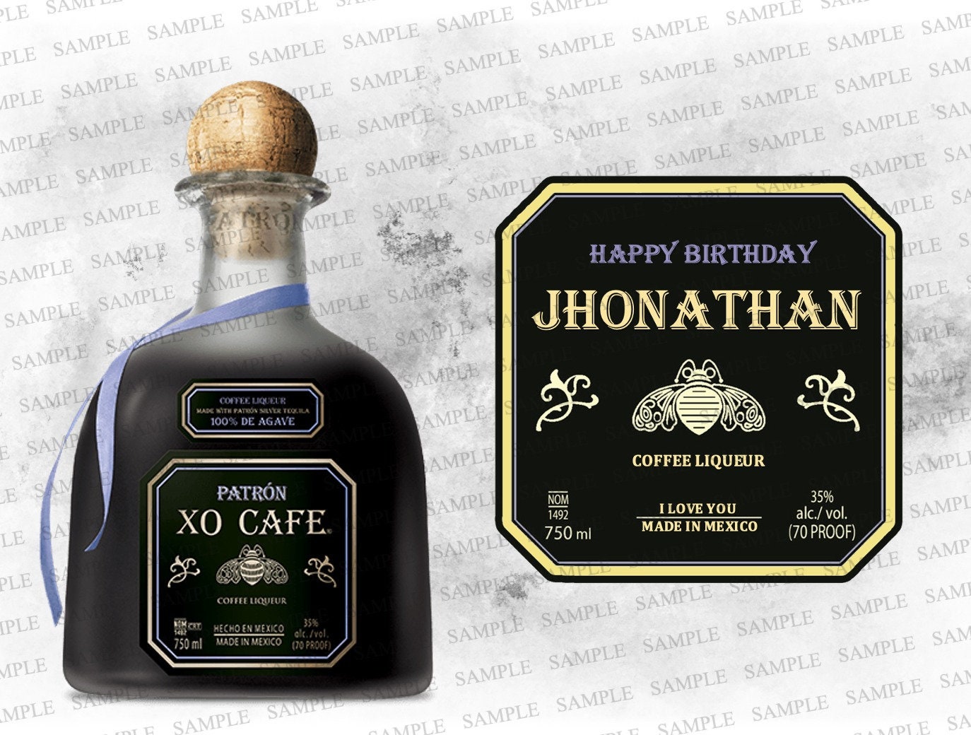 Personalised Tequila Coffee Cafe XO Label Custom Sticker Gift | Etsy