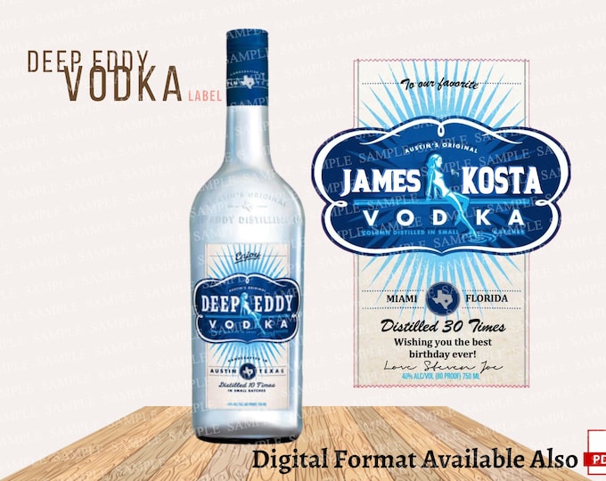 Custom Deep Eddy Vodka Label, Personalized Birthday Vodka Label, Vodka ...