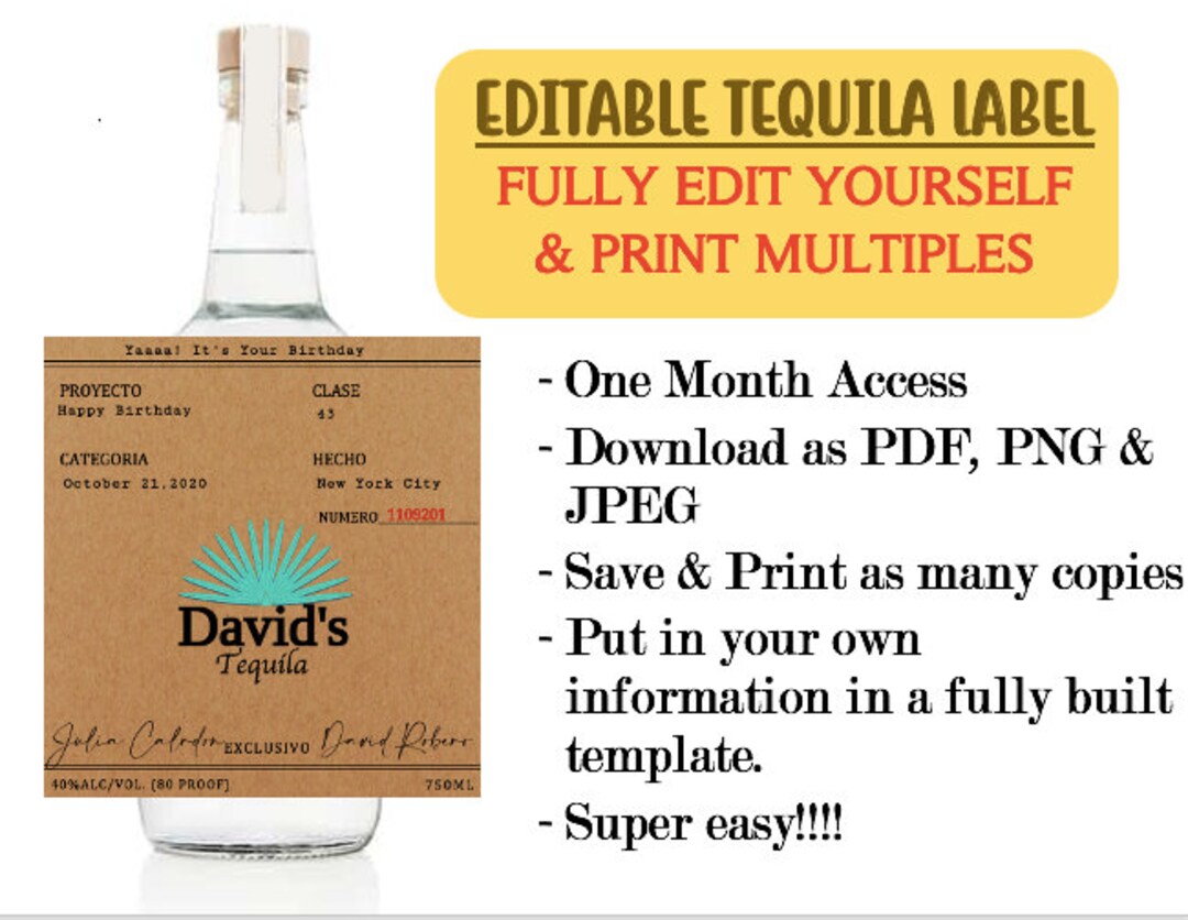 Editable Casamigos Tequila Label personalized Casamigos Etsy