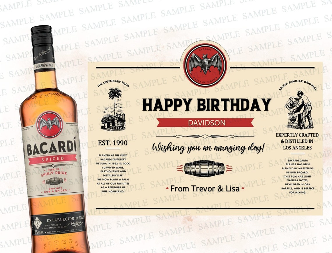 Custom Bacardi Rum Label Personalized Carta Blanca Superior | Etsy