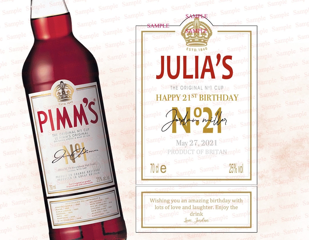 Pimm's No 1 Custom Label, Custom Gin Label, British Gin, Custom Label ...
