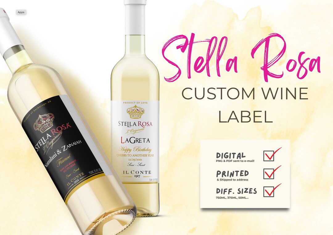 Custom Wine Label,custom Stella Rosa Label,custom Wine Gift,750ml Wine ...