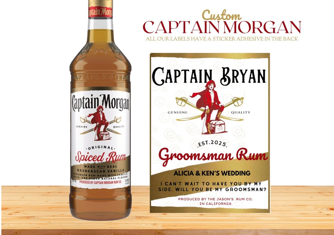 Captain Morgan Spiced Rum Custom Label for Gift, Groomsman Party ...
